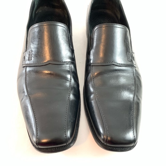 Hugo Boss | Shoes | Hugo Boss Black Leather Dress Shoes Men Slip On 2 ...